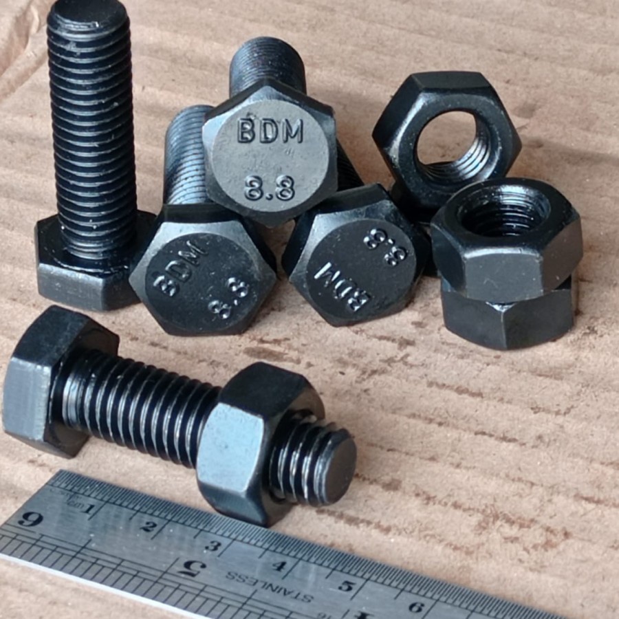 Jual BAUT BAJA HTB 8.8 M12 X 40 / BAUT BAJA M12 X 40 HITAM / BAUT M12X40 BAJA / BAUT 19 KUNCI 19 ...