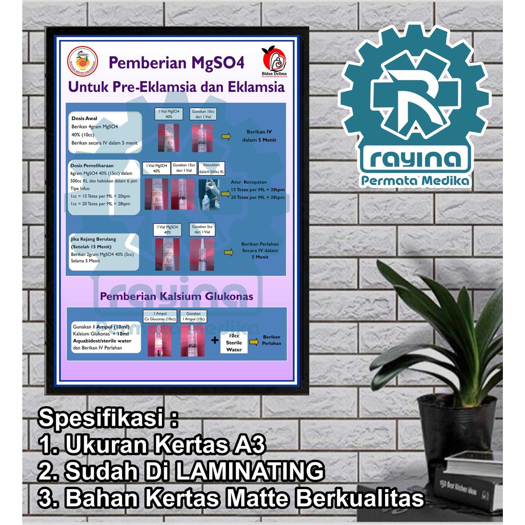 Jual Poster Pemberian MgSO4 untuk Pre-Eklamsia dan Eklamsia | Shopee Indonesia