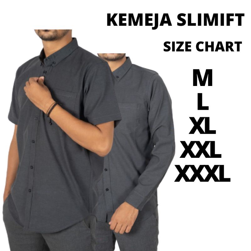 Jual Kemeja polos pria Abu Tua Gelap Dark Grey hem cowok abu tua dark gray kemeja Polos Lengan ...