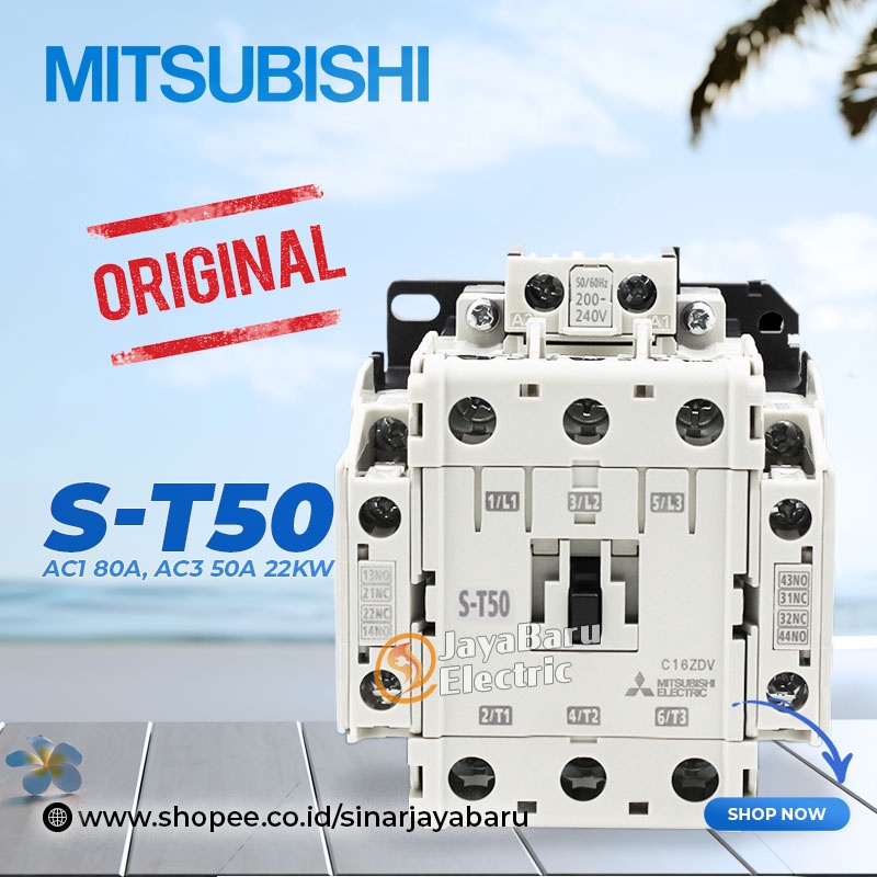 Jual Kontaktor Contactor Mitsubishi S-T50 ST50 110V 220V 380V | Shopee ...