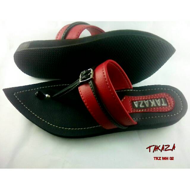 Jual Sandal Tarumpah Takaza Warna Merah dan Hitam Model Unik Indonesia ...