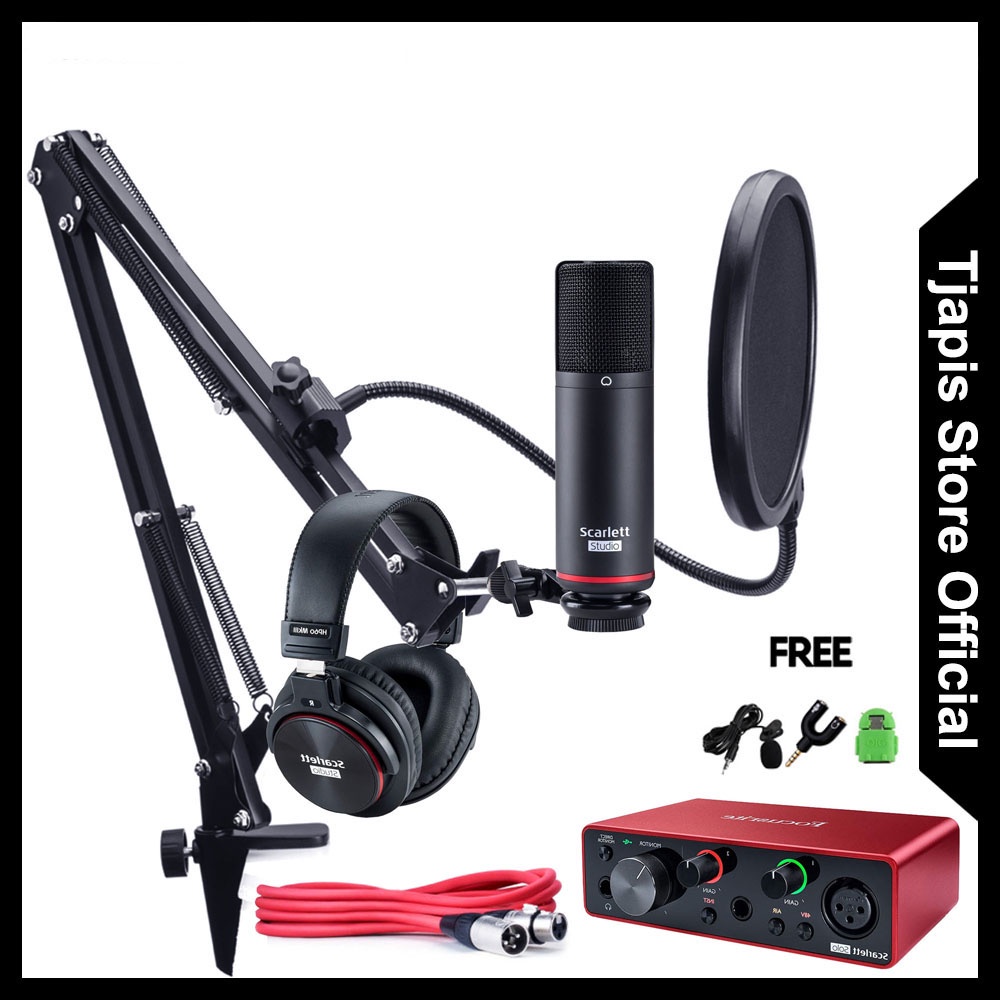 Jual PAKET KOMPLIT MIC CONDENSER SCARLETT SOLO STUDIO STAND ARM ...