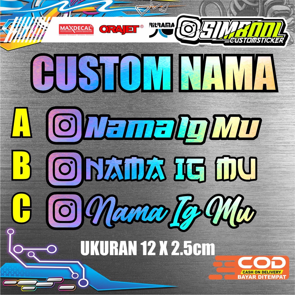 Jual STIKER ig hologram.. custom nama ig produk for request nama ...