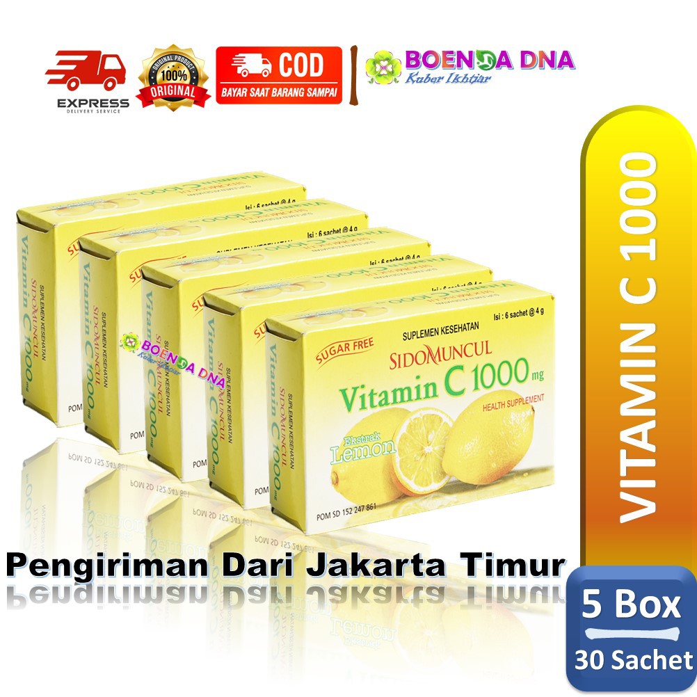 Jual 5 BOX VITAMIN C 1000 MG SIDOMUNCUL (30 SACHET) SUPLEMEN DAYA TAHAN TUBUH | Shopee Indonesia