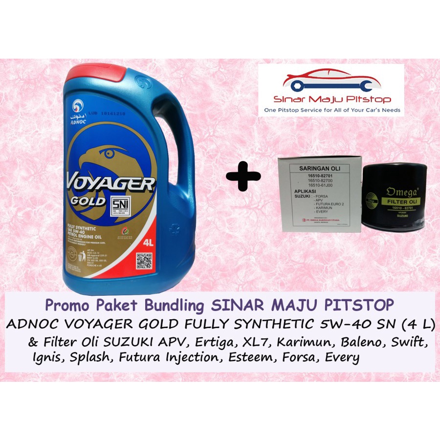 Jual Paket Bundling Oli ADNOC GOLD 5W-40 API SN FULLY SYNTHETIC ...