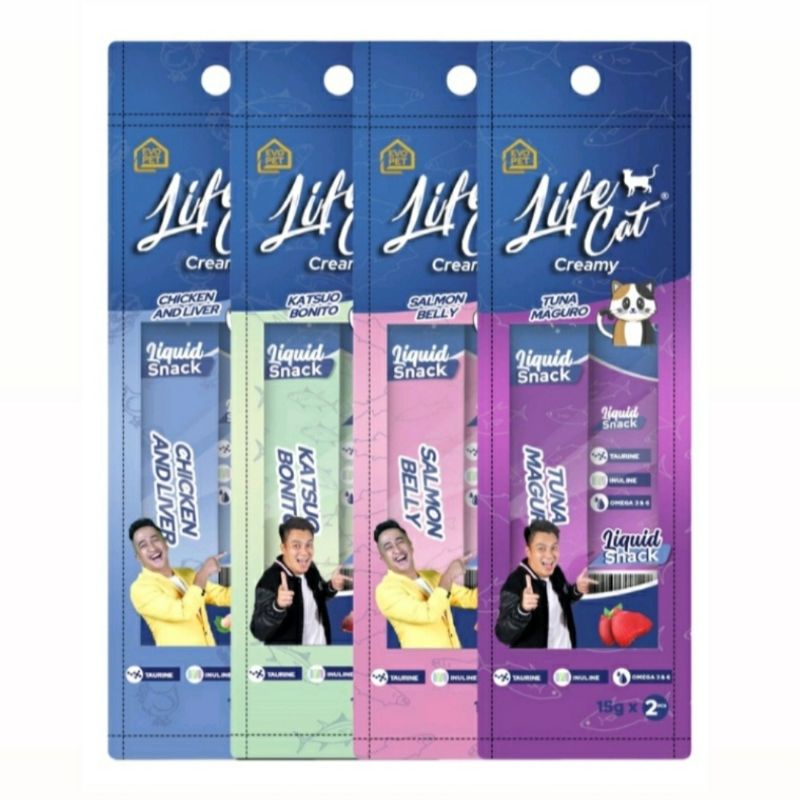 Jual Life Cat Creamy Treats Snack Kucing 15 gram isi 2 pcs | Shopee ...