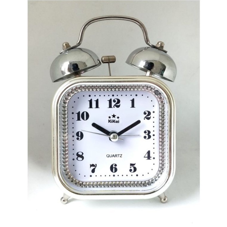 Jual Jam Beker Alarm Jam Weker Kring silver Besi Lonceng Jam Meja Bonus ...