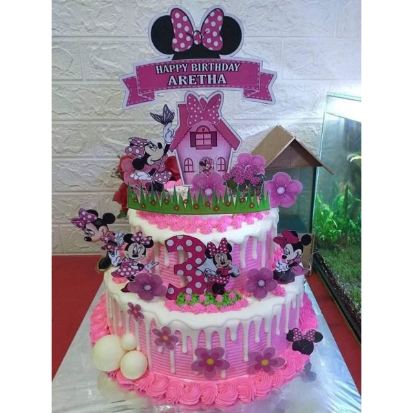 Jual Topper Mickey Minnie Mouse Red Pink custom nama birthday cake ...