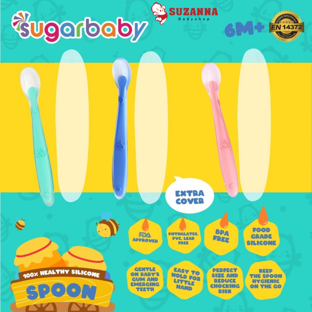 Jual Sugar Baby Healthy Silicone Spoon (With Cover) | Shopee Indonesia