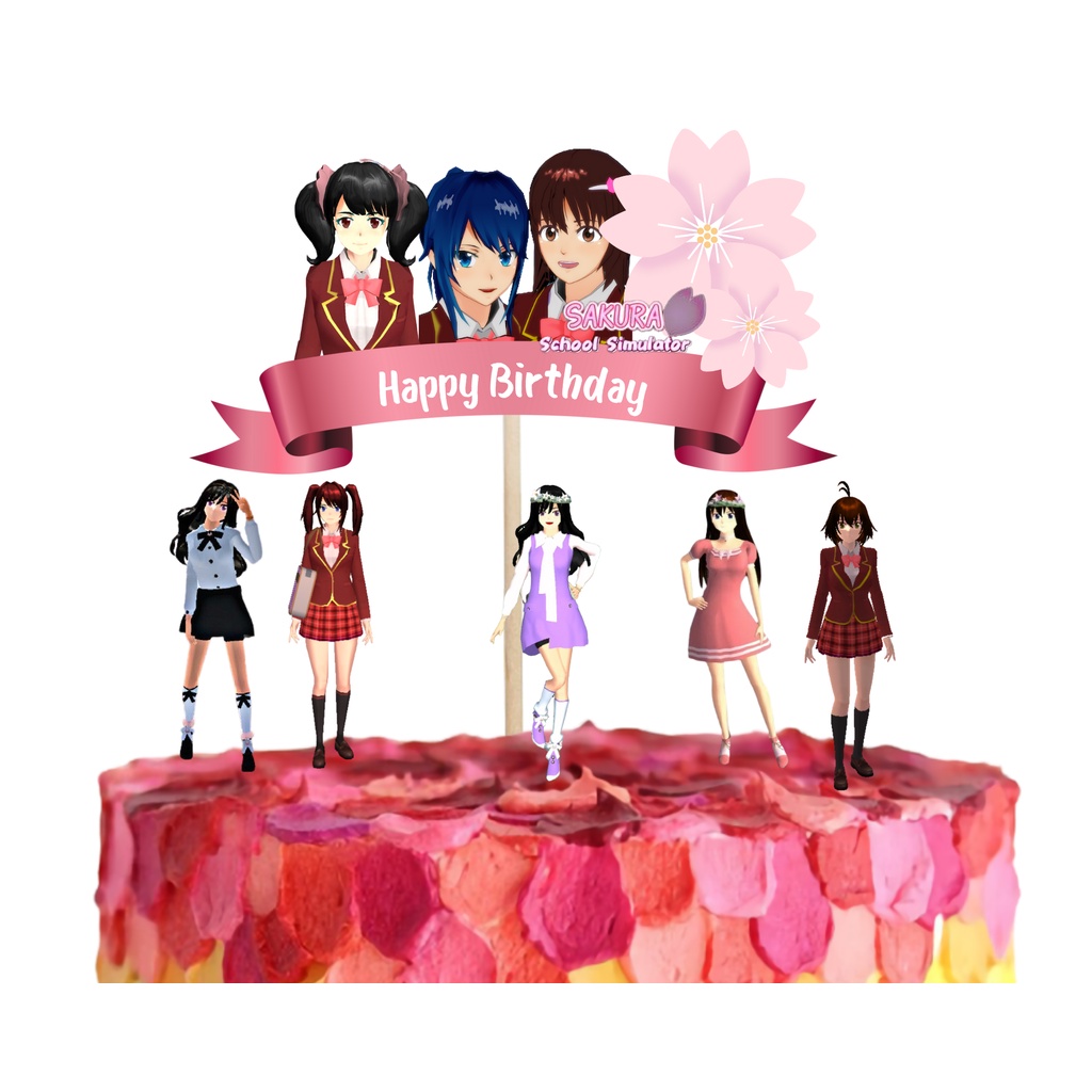Jual Topper Cake Sakura school simulator, Hiasan kue happy birthday ...