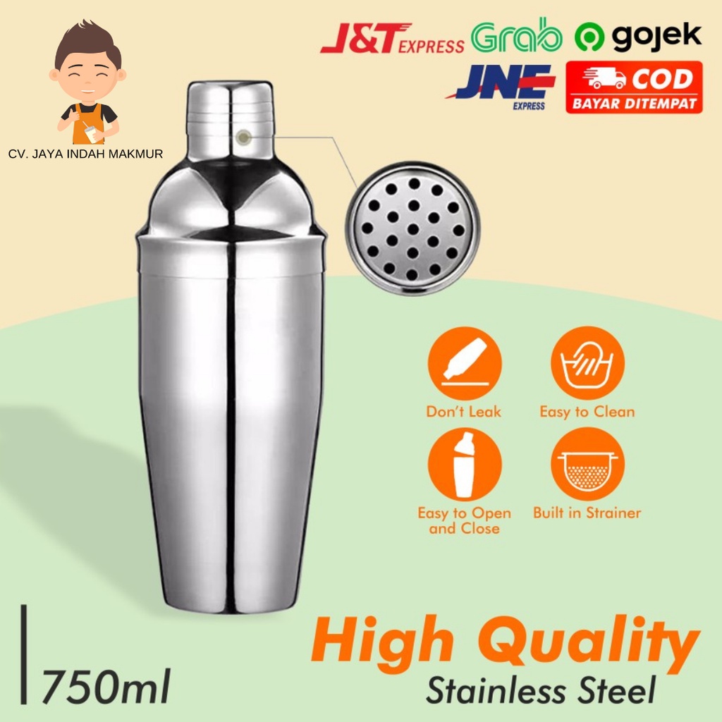 Jual Cocktail Shaker Stainless 750ml / Shaker Stainless / Shaker ...