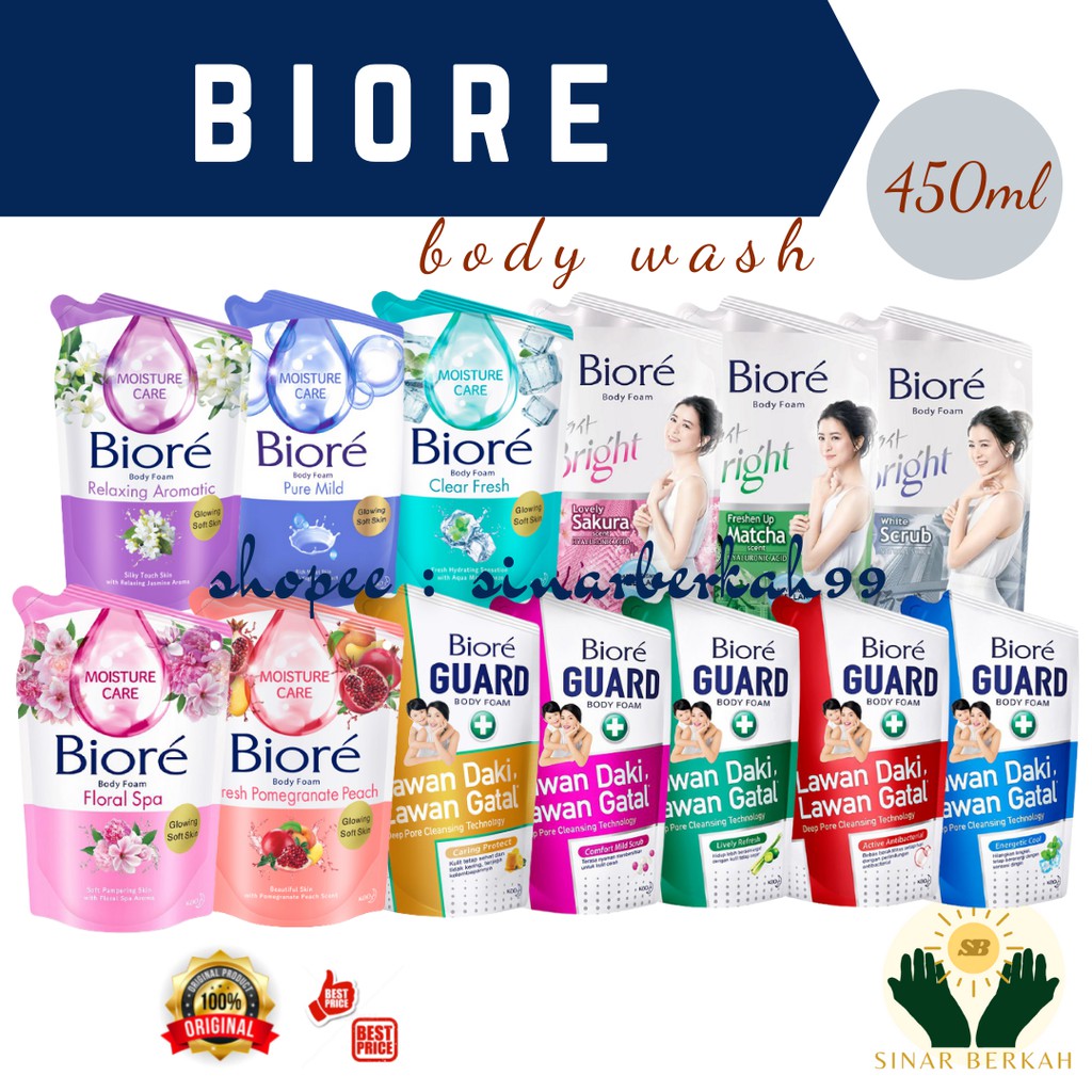 Jual Biore Body Wash Sabun Mandi Refill 400ML All Varian | Shopee Indonesia