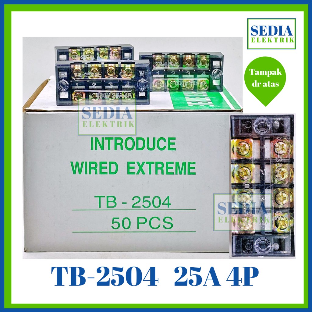 Jual TERMINAL BLOK TERMINAL BLOCK TB-2504 TB2504 25A 4POLE | Shopee Indonesia