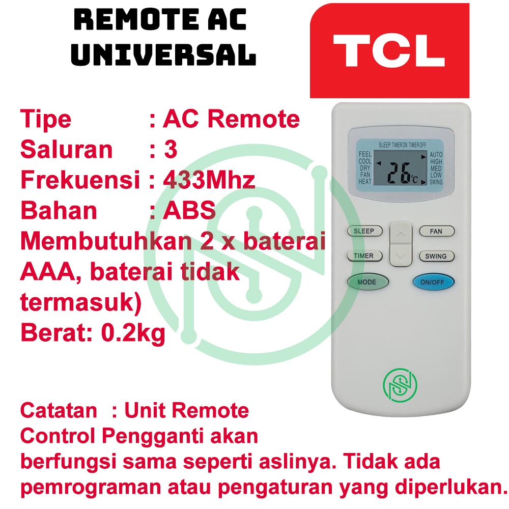 Jual Remote/Remot/Alat Kendali AC TCL Multi | Shopee Indonesia