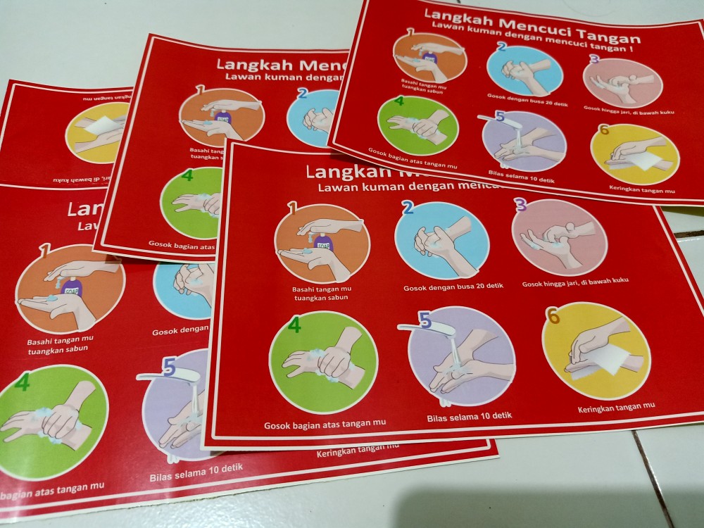 Stiker kesehatan langkah cuci tangan stiker cuci tangan | Shopee Indonesia