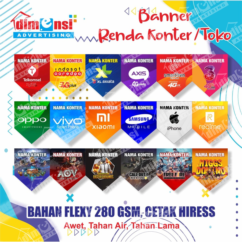 Jual Banner Renda Konter Segitiga / Flag Banner Murah / Spanduk Renda Konter - DIMENSI ADV ...