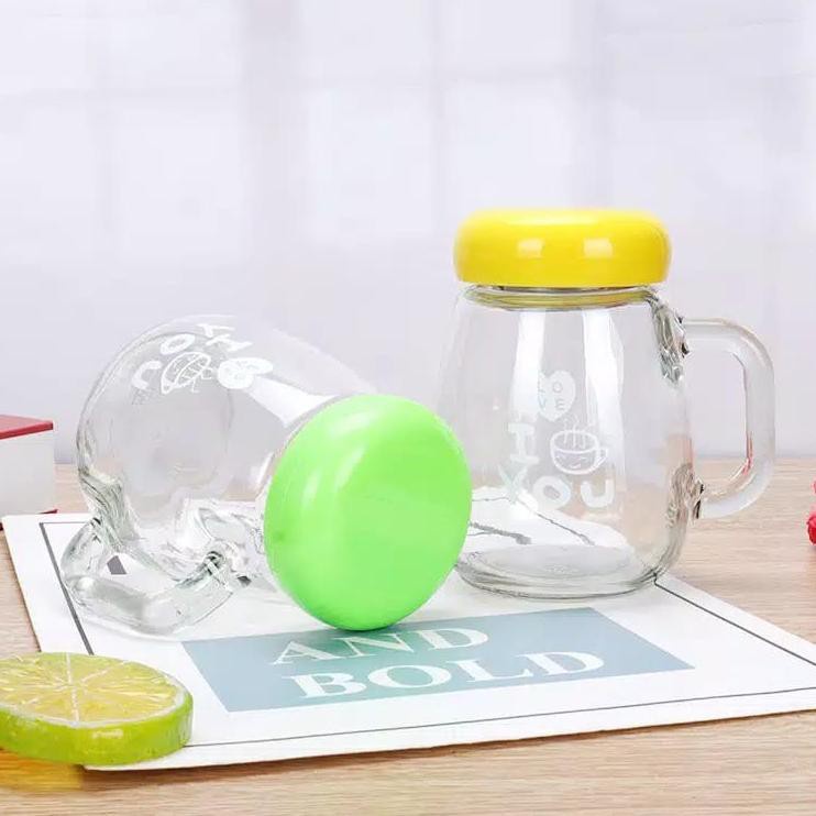 Jual ADZ - Botol Kaca Minum Motif / Botol Minum Kaca - Botol Mini Love ...