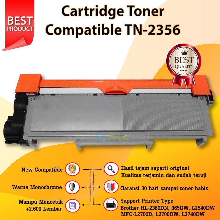 Compatible Toner Cartridge TN-2356 TN2356, Printer HL-2360DN HL-2365DW ...