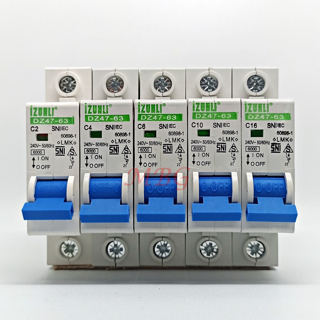 Jual mcb listrik 1 phase murah mcb izunly 1 phase 2a,4a,6a,10a,16a mini cirkuit breaker 1 phase ...