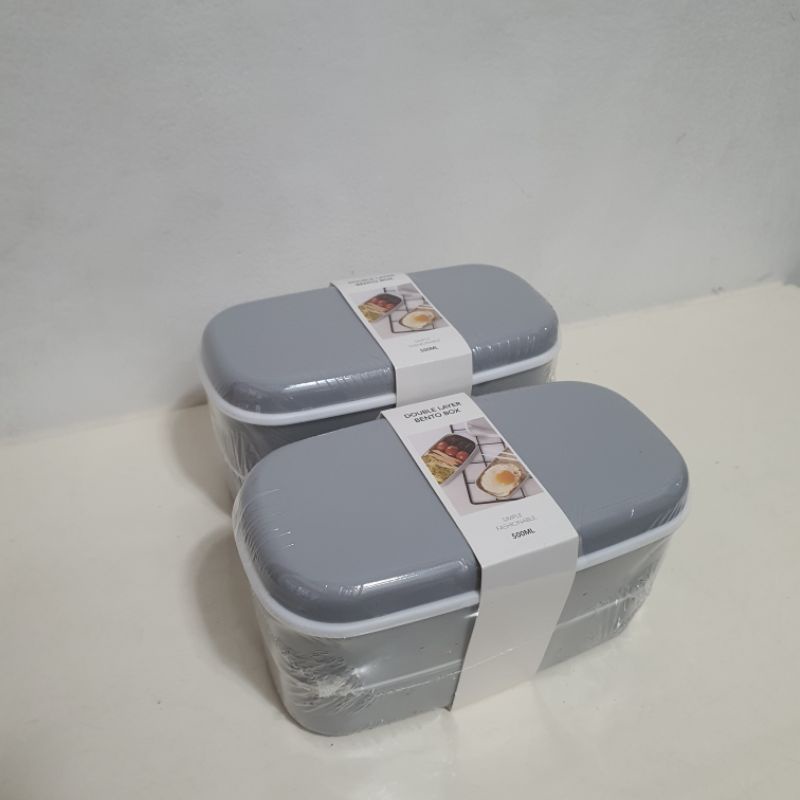 Jual Miniso double layer bento box lunch box | Shopee Indonesia