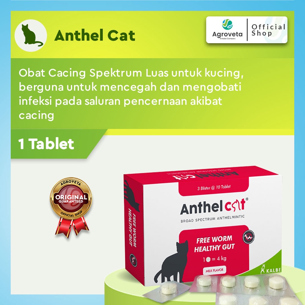 Jual Anthel Cat 1 Tablet - Obat Cacing Kucing by Kalbe [ORIGINAL ...