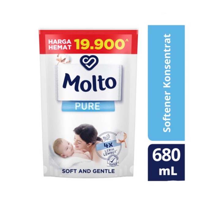 Jual MOLTO PURE SOFT & GENTLE PELEMBUT PAKAIAN 680 ML | Shopee Indonesia