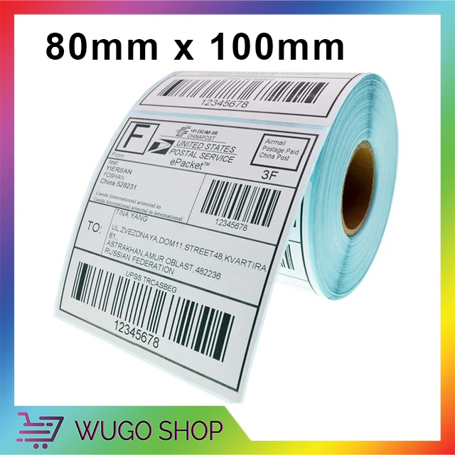 Jual LABEL THERMAL 80 X 100 mm KERTAS STICKER DIRECT THERMAL 80x100 mm | Shopee Indonesia