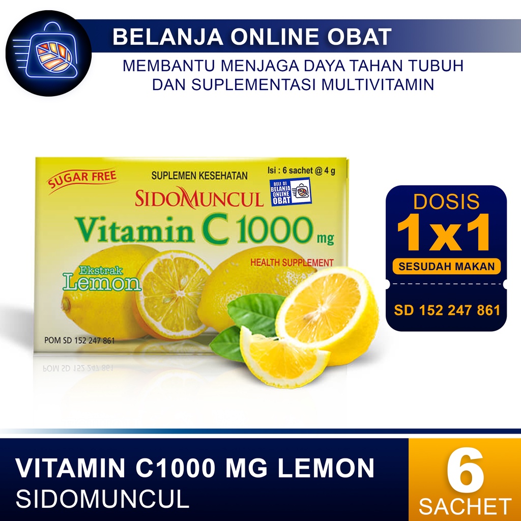 Jual SIDO MUNCUL VITAMIN C 1000mg LEMON // Menjaga Daya Tahan Tubuh ...