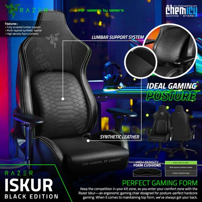 Jual Razer Iskur Black Edition Gaming Chair / Kursi Gaming | Shopee ...