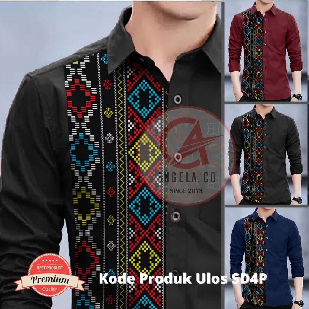 Jual Angelaco | Batik Batak Lengan Panjang Pria | Batik Etnik Pria Motif Ulos Sadum SD4 | Shopee ...