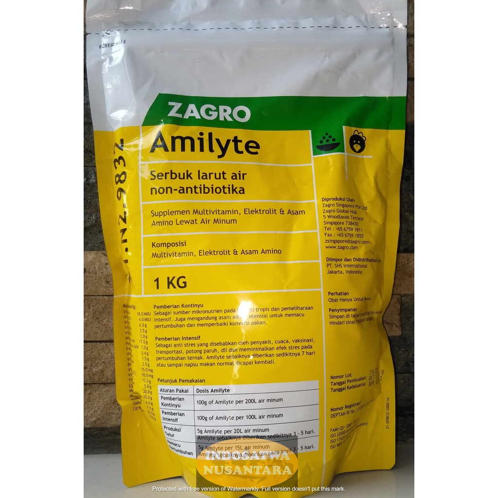 Jual Amilyte Zagro 1 kg vitamin asam amino elektrolit untuk unggas ayam ...