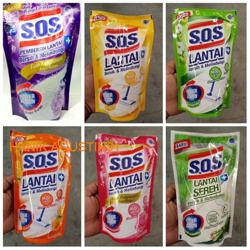 Jual SOS Floor Cleaner (Pembersih lantai) Refill 375 ML Wangi Sereh ...