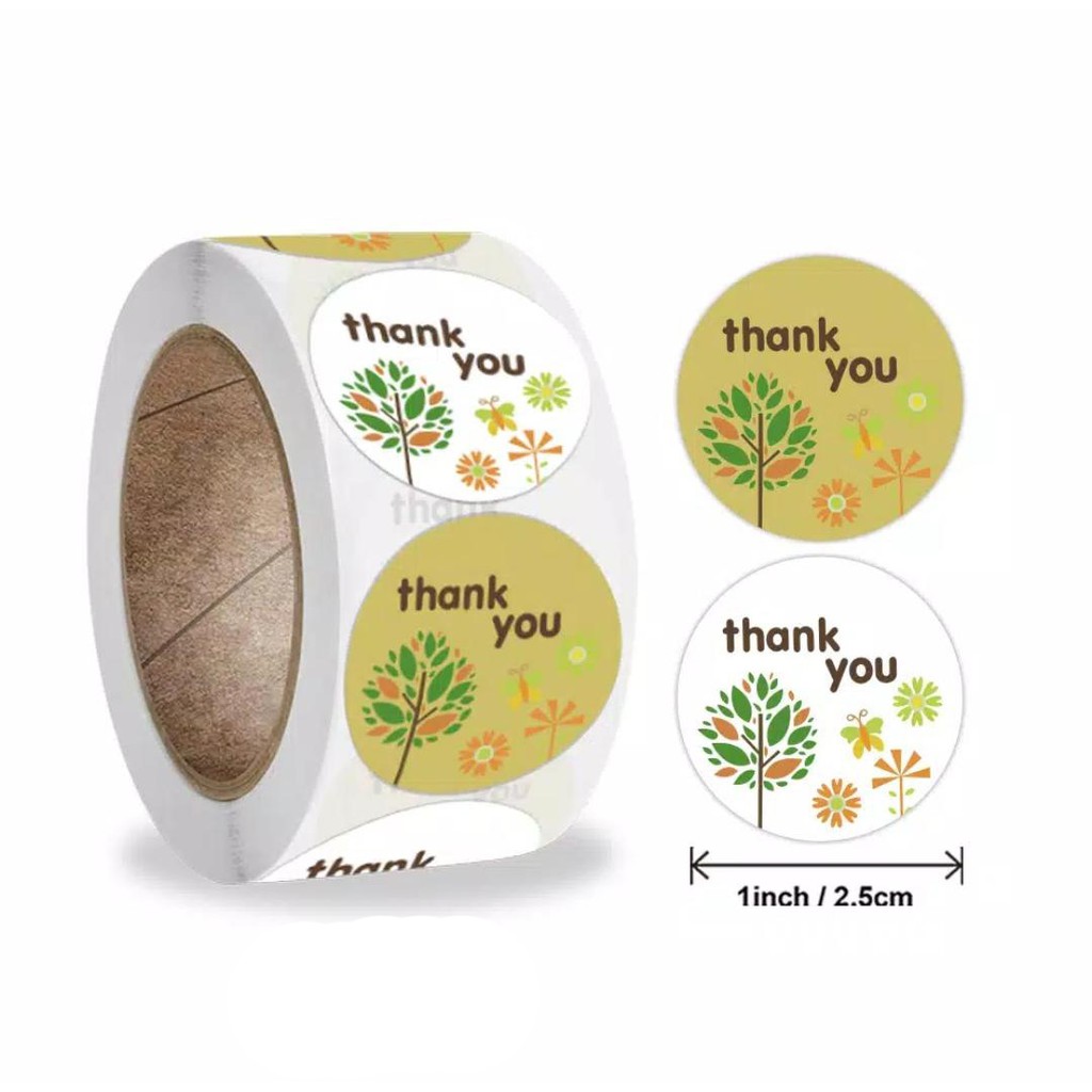 Jual Stiker Label bulat Logo Sticker Label Logo Tempel Thank You Bundar ...