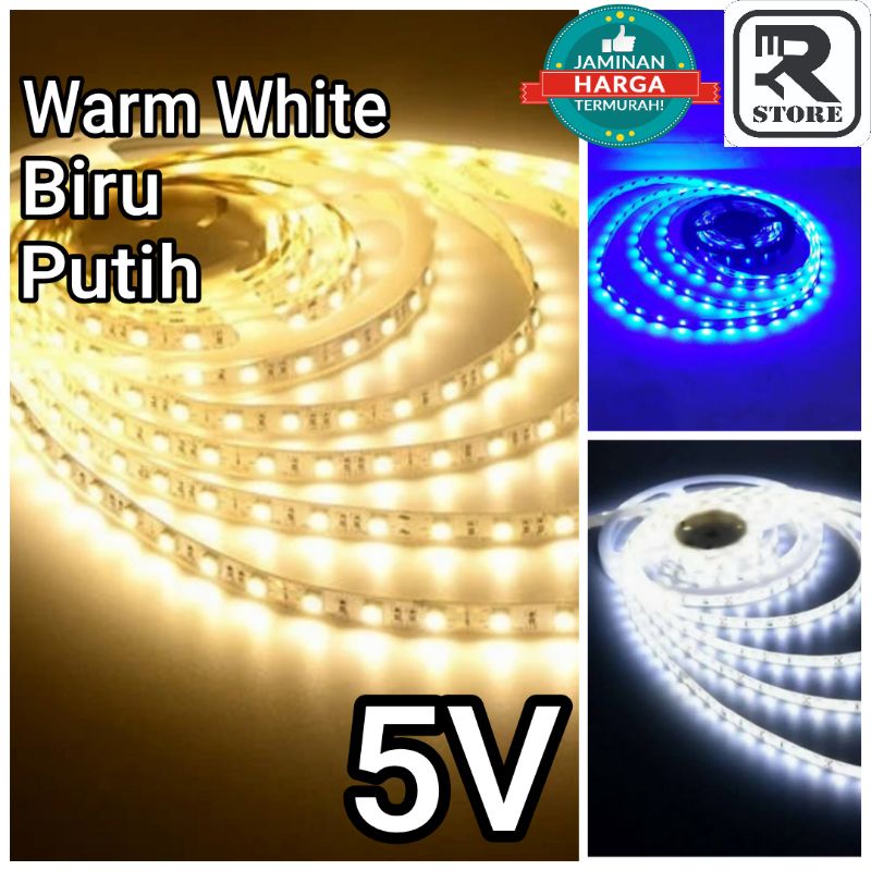 Jual Lampu LED Strip 5v / LED Strip SMD 3528 per 50CM | Shopee Indonesia