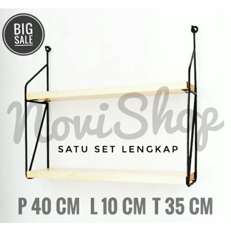 Jual RAK DINDING BESI GANTUNG PANJANG 50CM LEBAR 10CM T 45CM DUA SUSUN ...