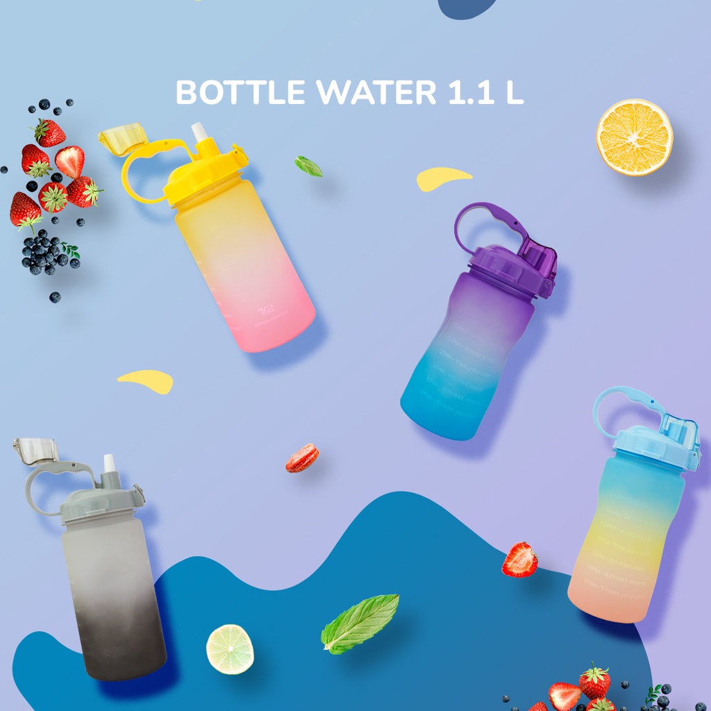 Jual Botol Minum Motivasi 1.1 Liter Botol Minum Penanda Waktu Food Grade Botol Air Minum ...