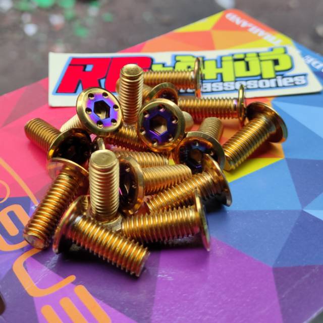 Jual Baut probolt disk piringan cakram two tone 2tone 2 tone blue gold heng thailand universal ...