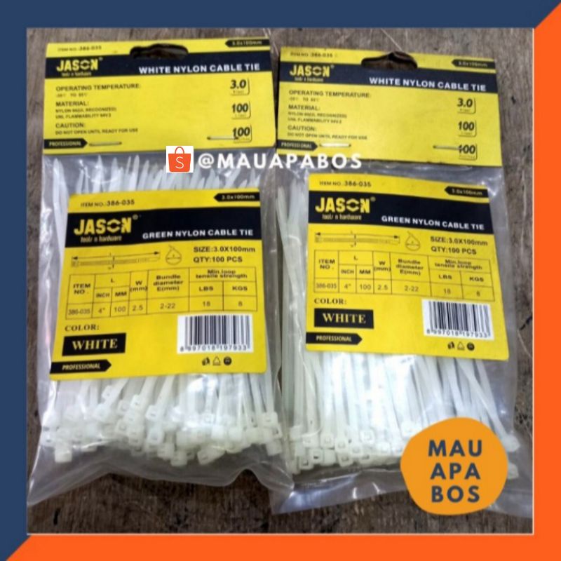 Jual Jason Kabel Ties Cable Tie Putih Tebal (100pcs) | Shopee Indonesia