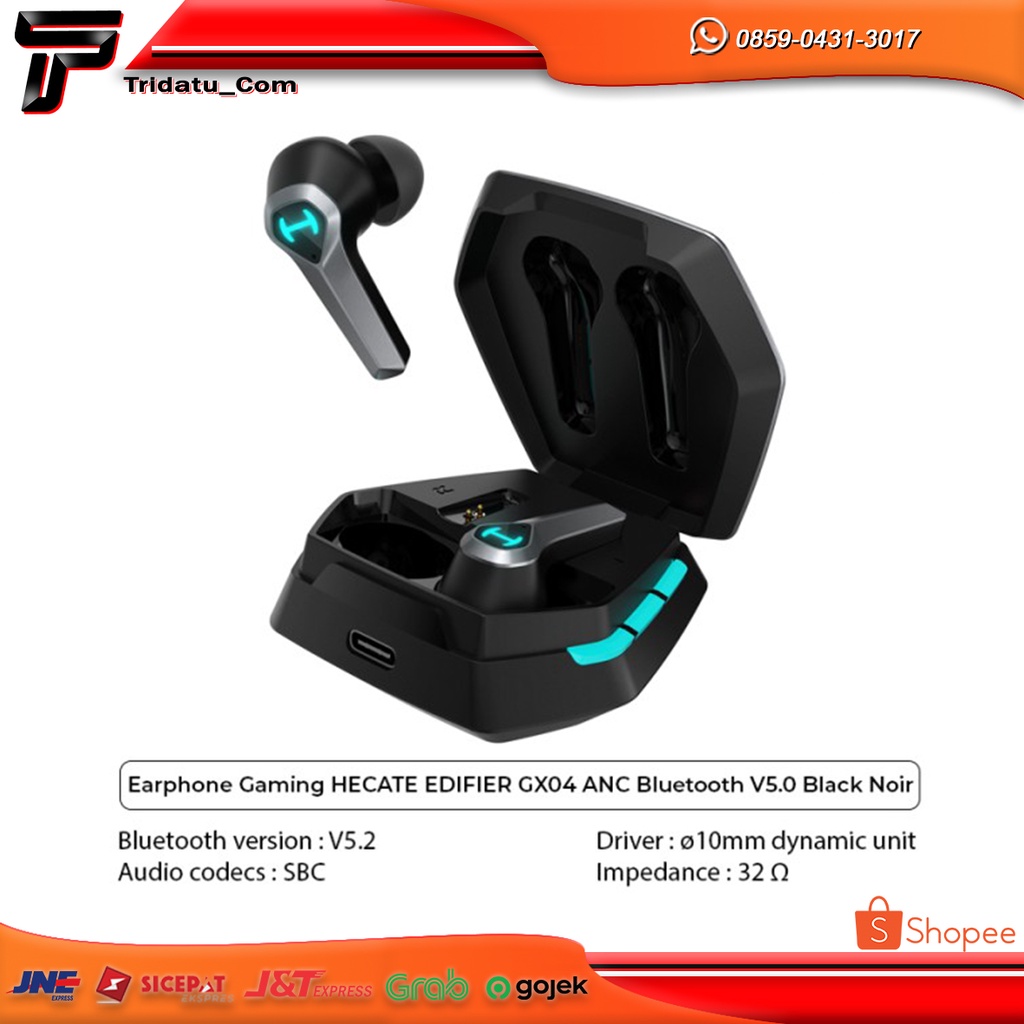 Jual Earphone Gaming HECATE EDIFIER GX04 ANC Bluetooth V5.0 Black Noir | Shopee Indonesia