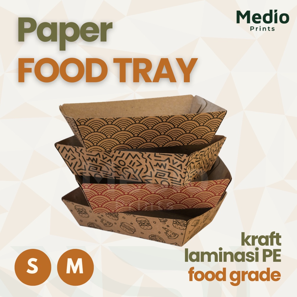 Jual Paper Food Tray Kraft Motif Laminasi Food Grade PE | Shopee Indonesia