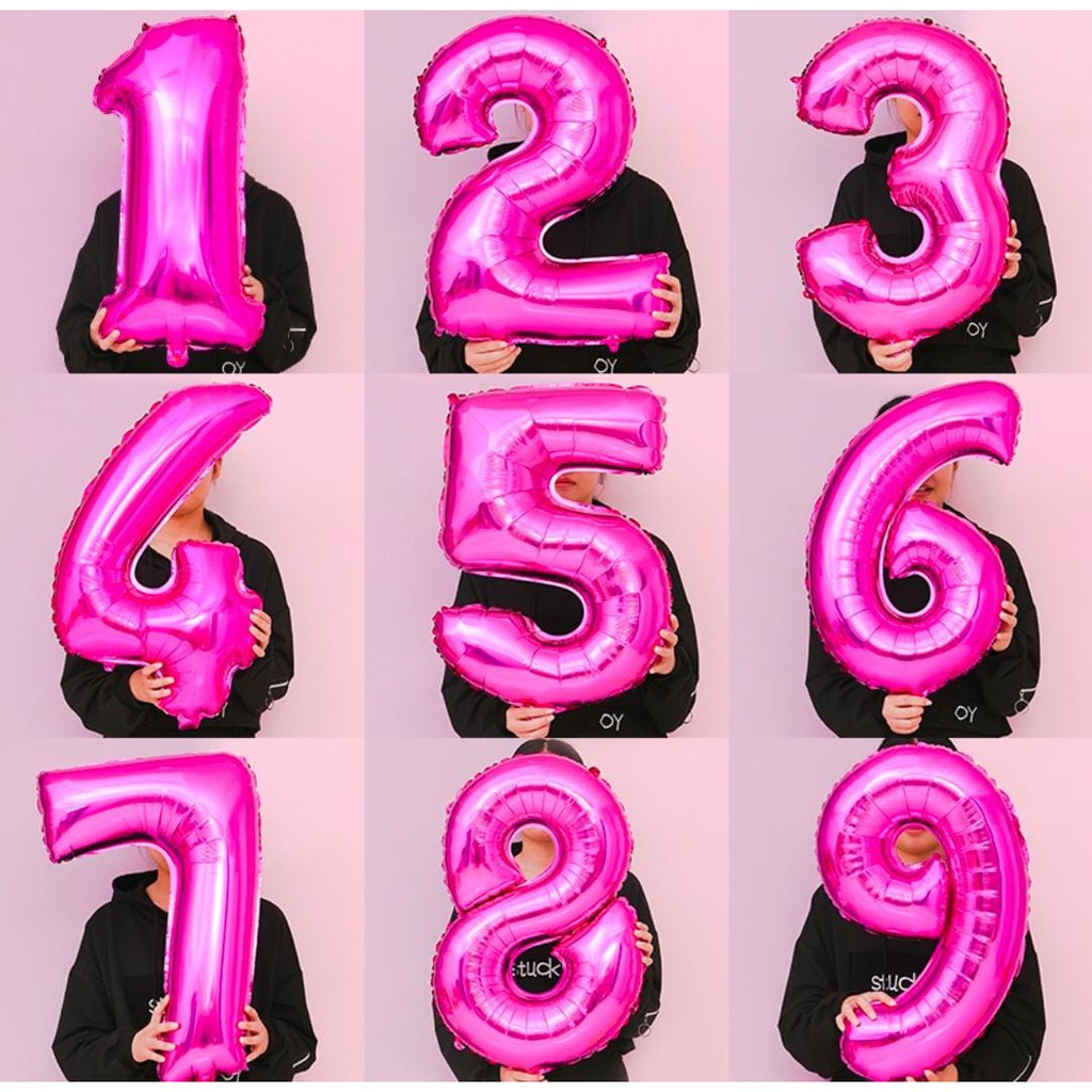 Jual BALON ANGKA PINK POLOS 80CM / BALON FOIL ANGKA 80CM / BALON ANGKA ...