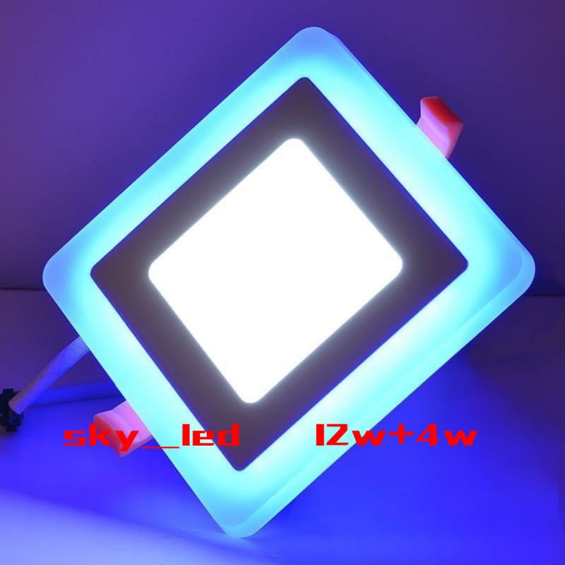 Jual Panel Led 2 Warna Segi 12w+4w putih+Biru Inbouw | Shopee Indonesia