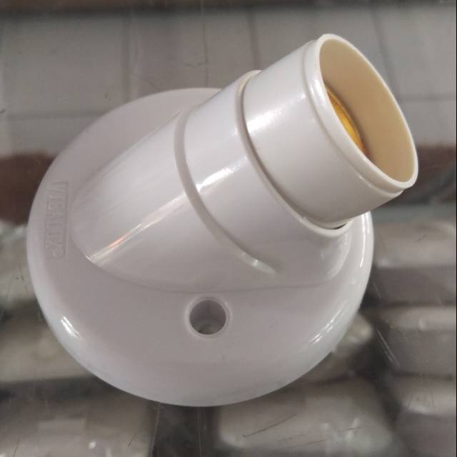 Jual Fitting Lampu Miring Lengkung Terminal Kuningan asli merk Visalux ...