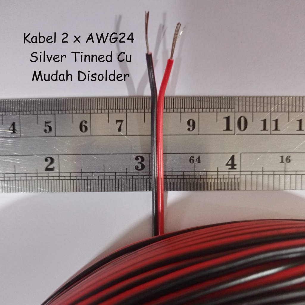 Jual Kabel 2 x AWG24 Silver Tinned Cu Tembaga Mudah Disolder Per Meter 24AWG x 2 Cable AWG 24 ...