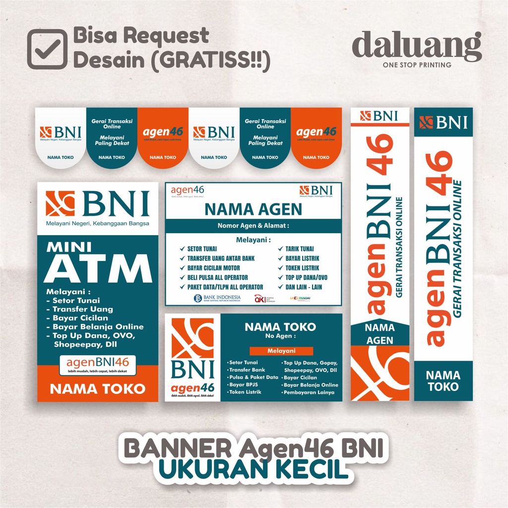 Jual Spanduk Banner Agen 46 Agen46 BNI Custom (Banner Part 1 Ukuran ...