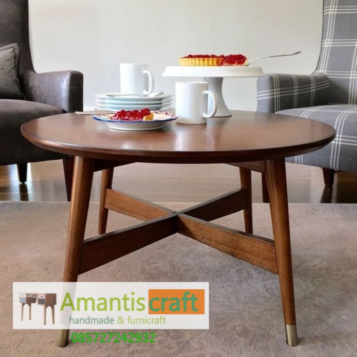 Jual meja jati bulat minimalis(meja makan/meja tamu/meja retro ...