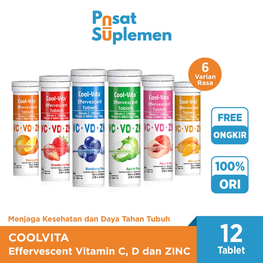 Jual COOLVITA VITAMIN EFFERVESCENT ISI 12 TABLET VITAMIN C, D DAN ZINC ...