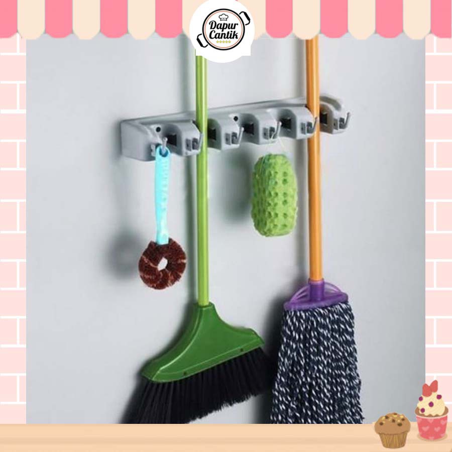 Jual DapurCantik Gantungan Sapu Rak Alat Pel dengan Hook Holder Kamar ...