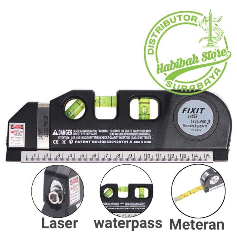 Jual Meteran Laser Penggaris laser Horizontal vertical 250 cm waterpass ...
