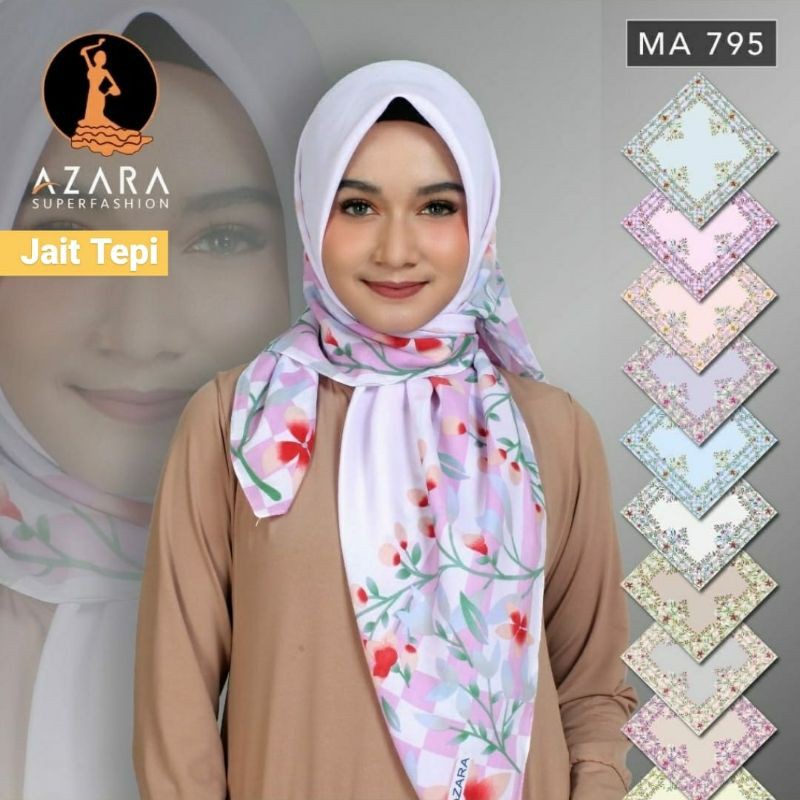 Jual Hijab Segi Empat Motif | Segiempat Motif Polycotton Jilbab Motif by Azara | Shopee Indonesia